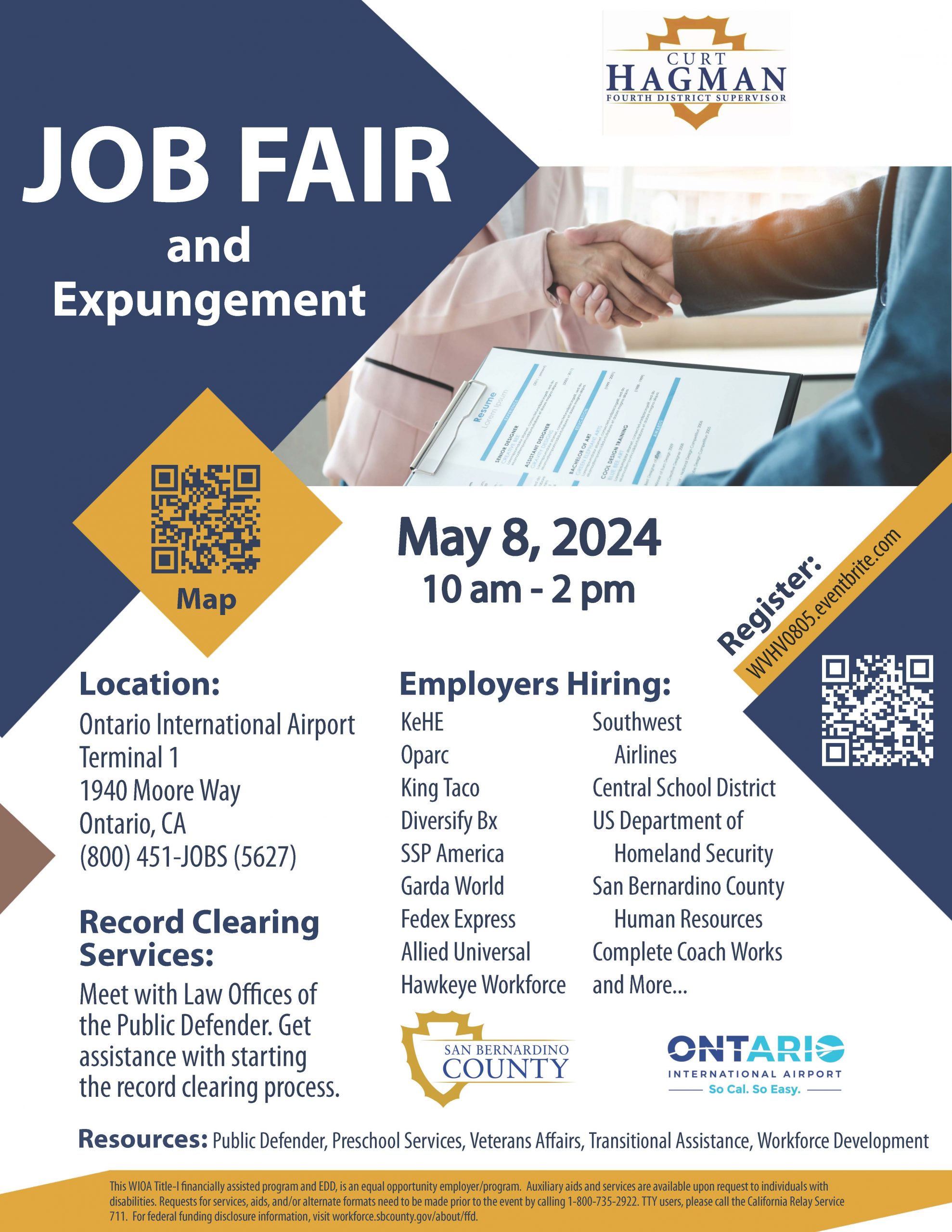 Job Fair and Expungement Event – Curt Hagman Fourth District Supervisor